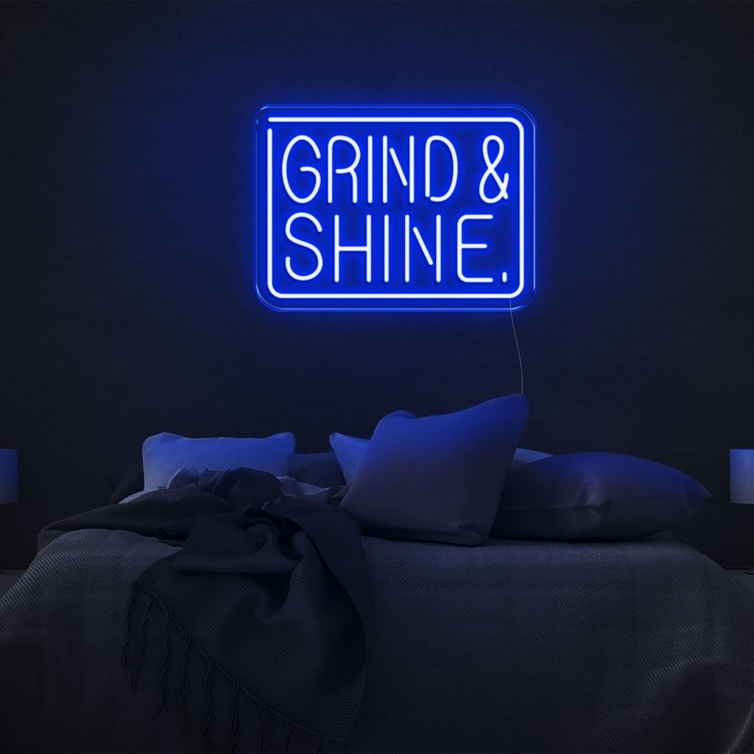 Blue Grind Shine Led Neon Sign Modern Bedroom Wall Decor – Shineneon