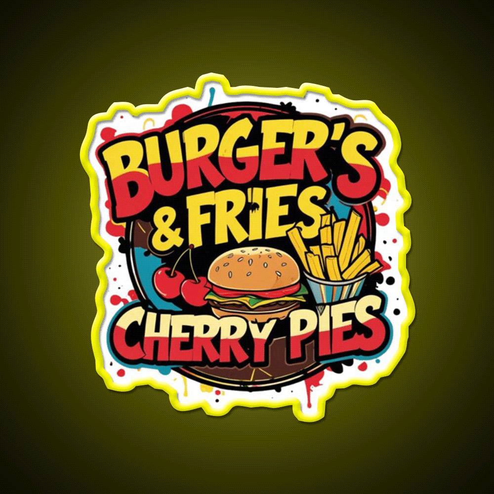 Burgers Fries Cherry Pies Fast Food Led Neon Sign For Burger Place Rgb ...