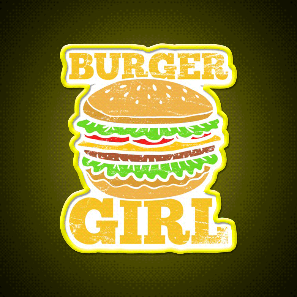 Burgers Hamburgers Girls Fast Food Led Neon Sign For Burger Place Rgb ...