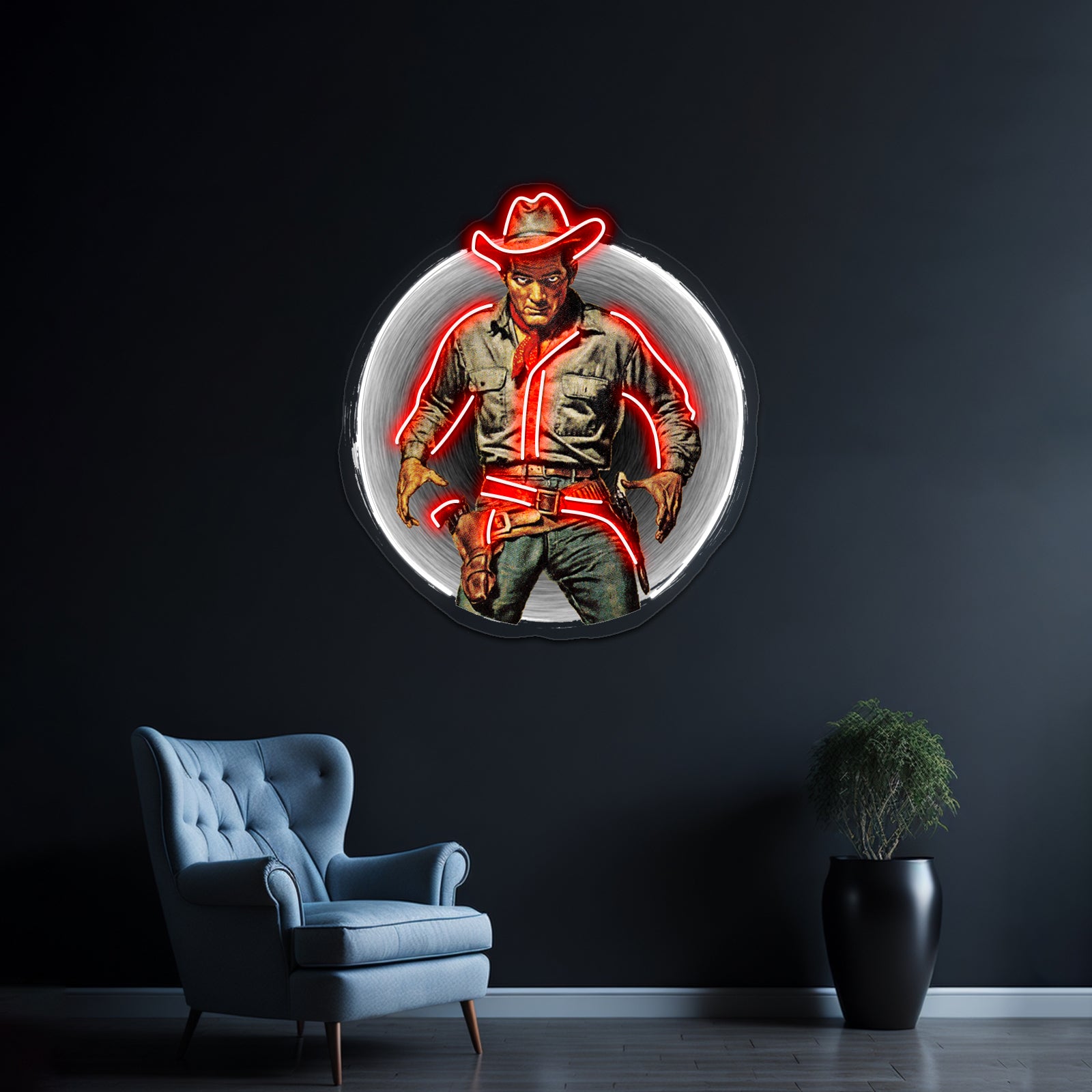 Classic Gunslinger Artwork Business Led Sign - Shineneon