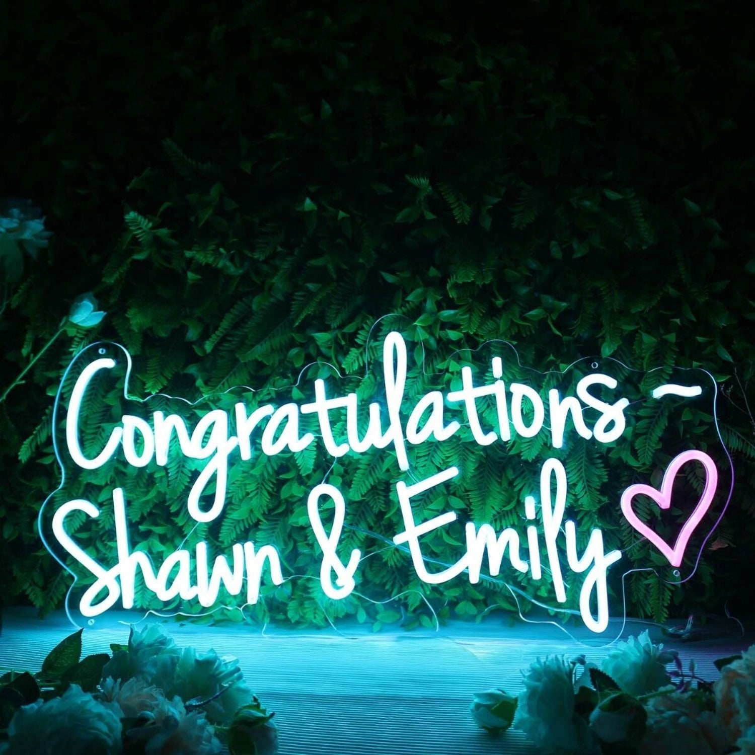 Congratulations Shawn And Emily Blue Led Neon Sign - Shineneon