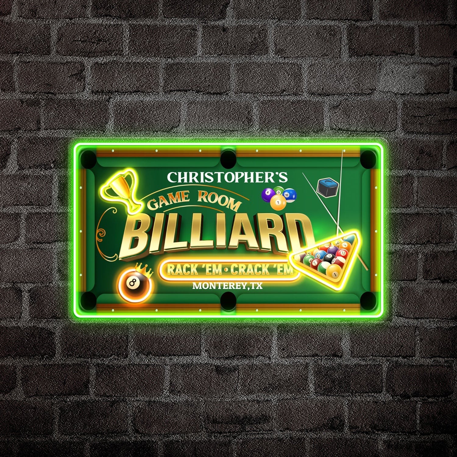 Custom Billiards Game Room Acrylic Led Neon Sign - Shineneon