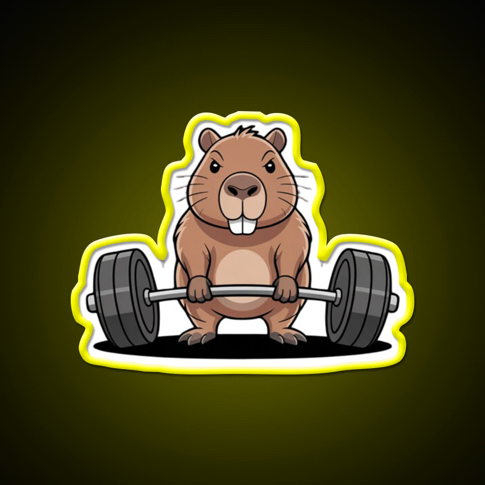 Deadlift Capybara Funny Fitness Capy Lover Gym Fitness Led Neon Sign ...