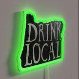 Drink Local Oregon State Outline Craft Beer Rgb Led Neon Sign - Shineneon
