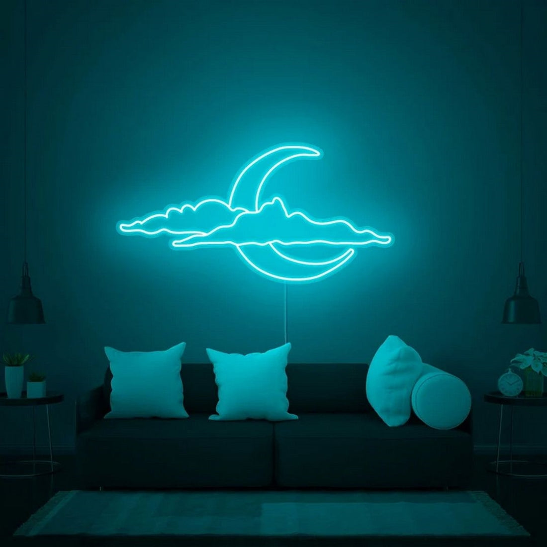 Half Moon With Clouds Led Sign Business Neon Sign – Shineneon