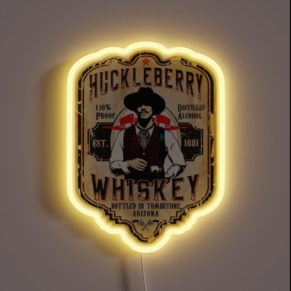 Huckleberry Whiskey Label Rgb Led Neon Sign - Shineneon