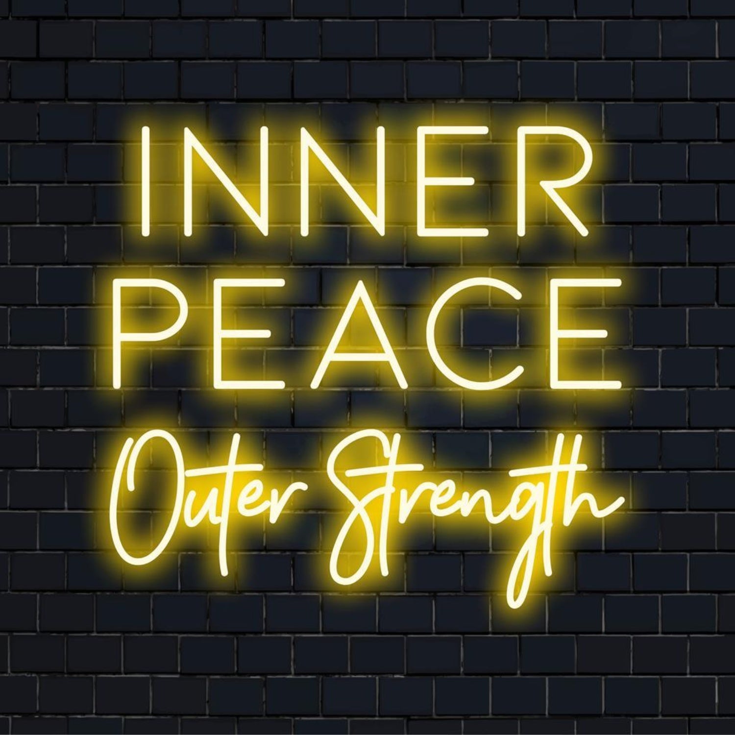Inner Peace Outer Strength Yellow Dual-Font Led Neon Sign For Home Cafe ...