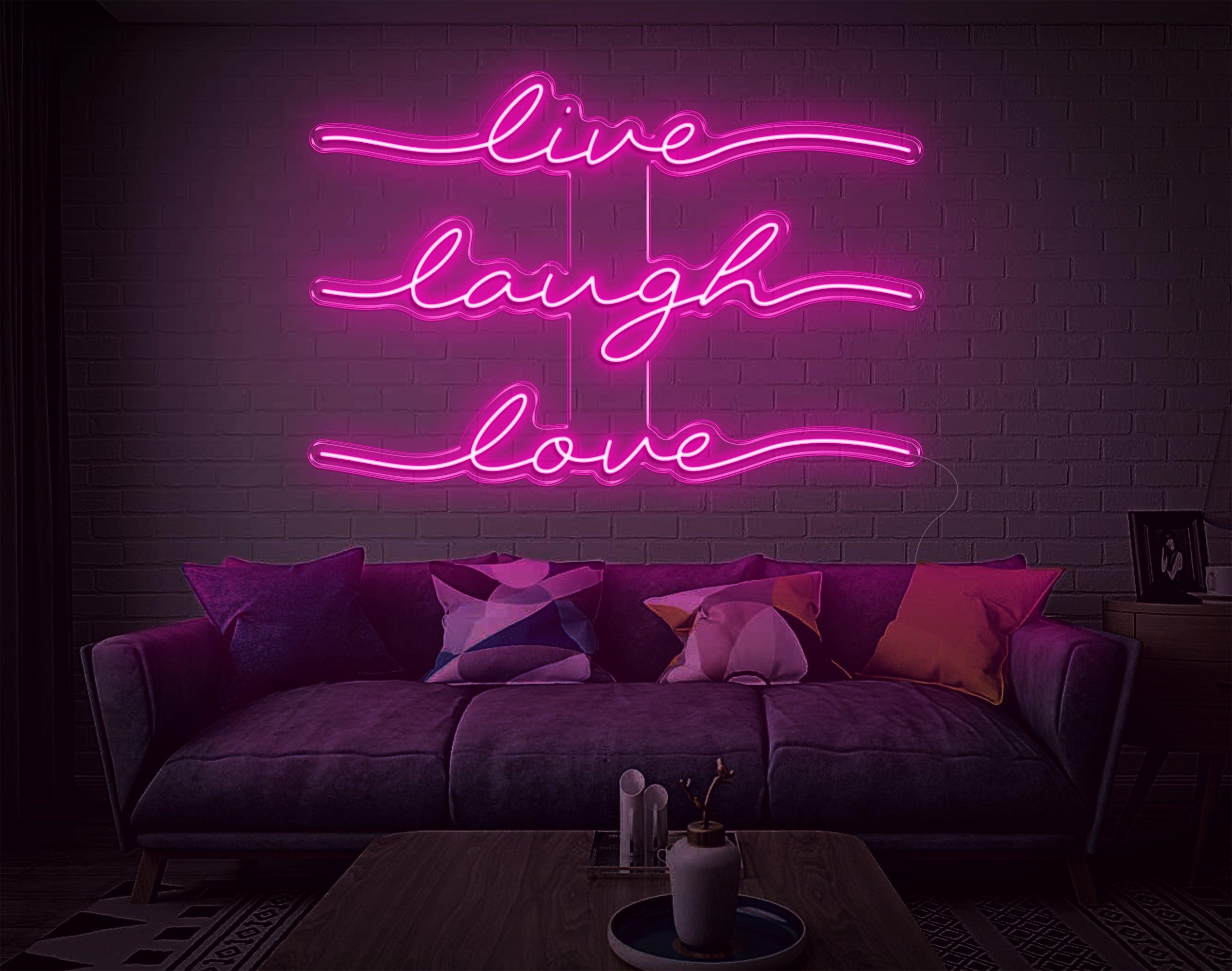 Live Laugh Love Bright Pink Handwritten Led Neon Sign For Home Decor ...