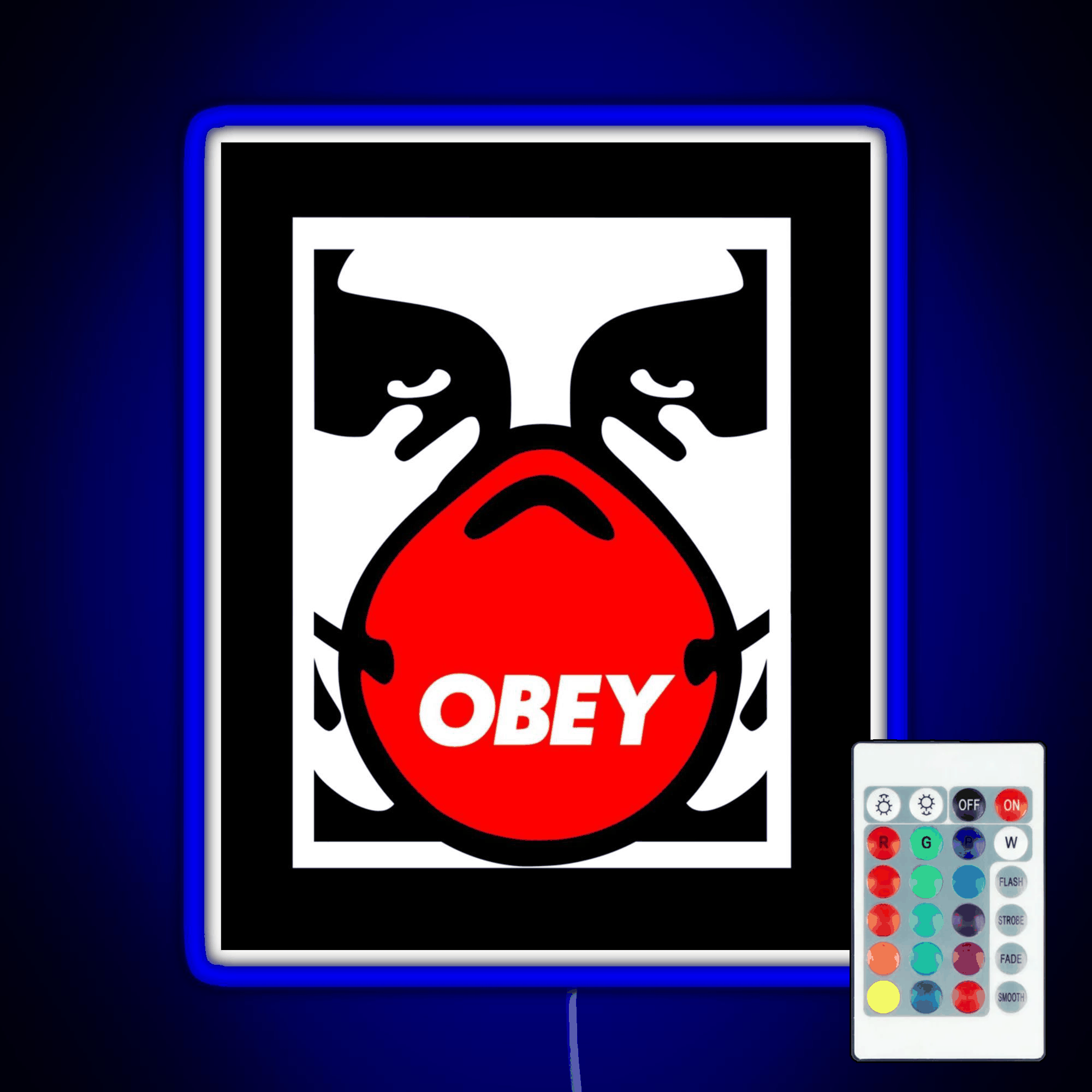 Obey Giant Shepard Fairey Face Mask Pop Art Rgb Led Neon Sign Pop Wall ...