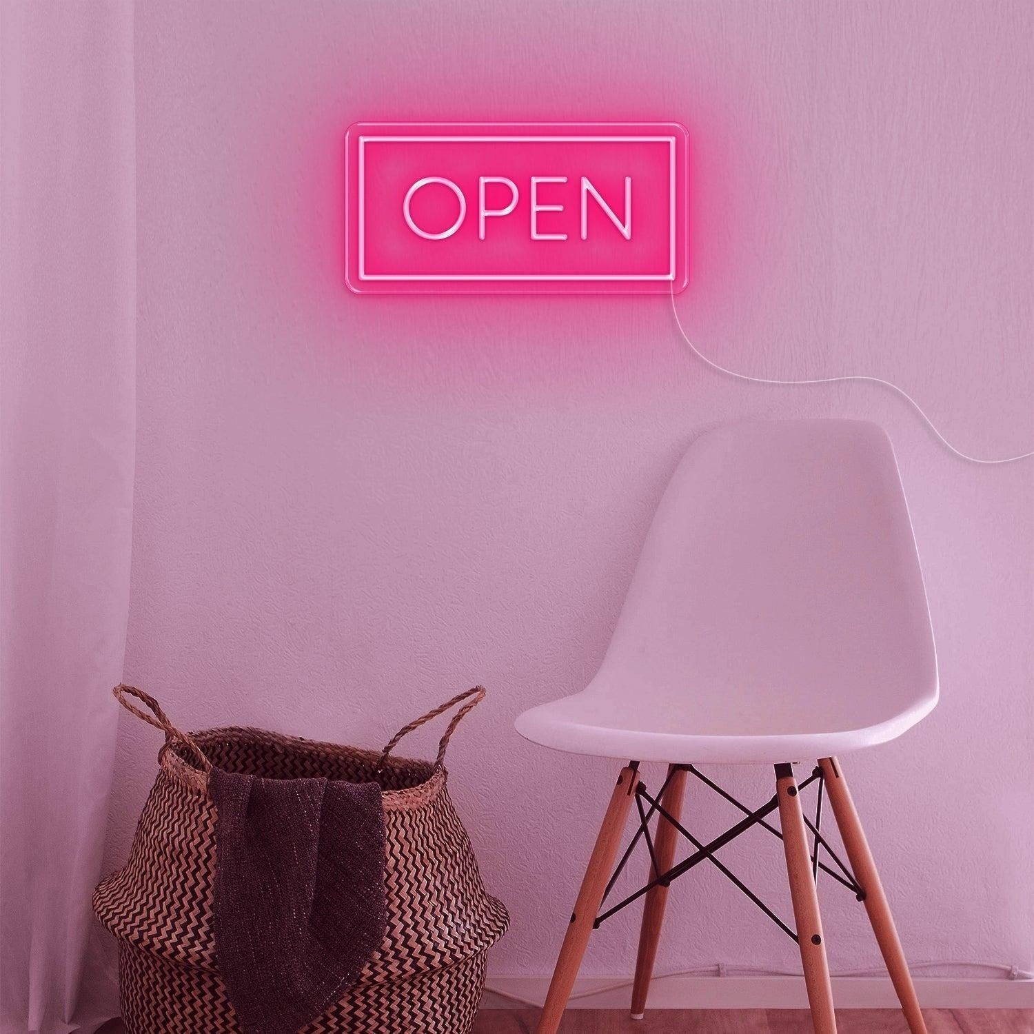 Open Pink And White Modern Led Neon Sign For Indoor Store Cafe Decor ...
