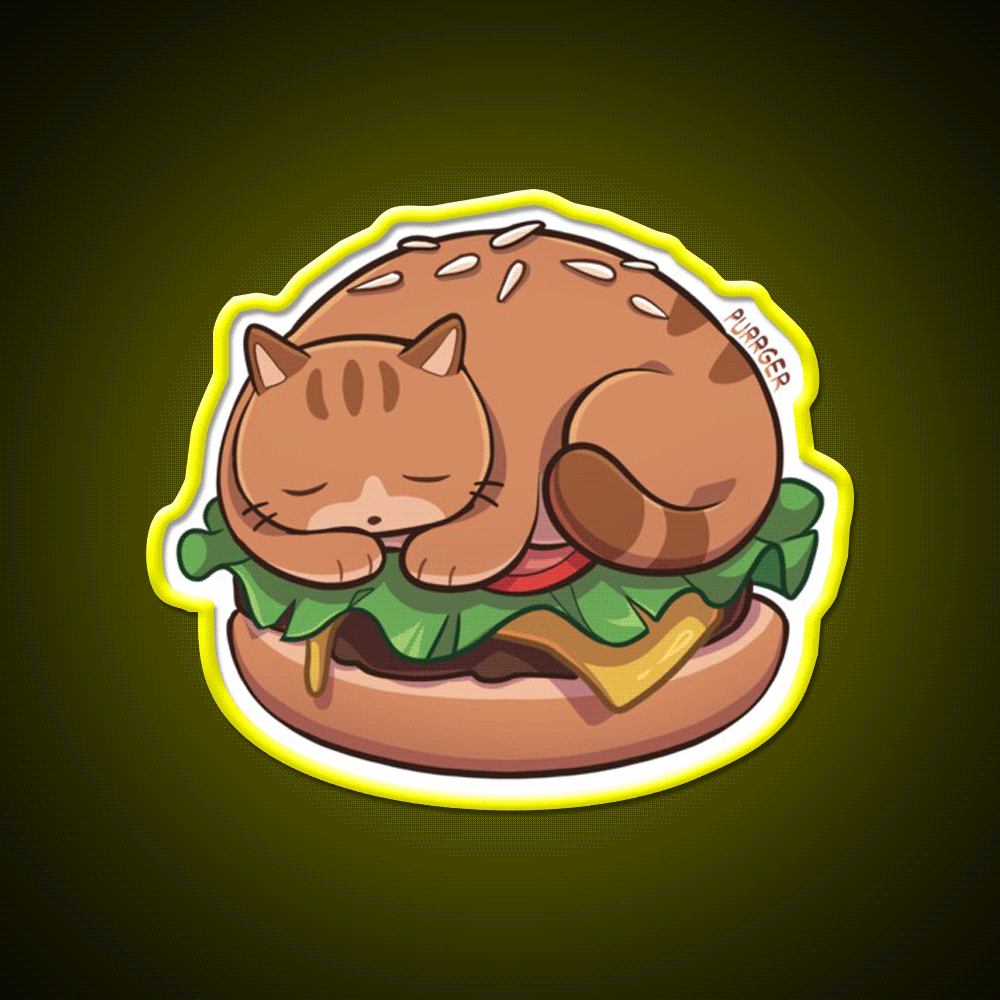Purrger Fast Food Led Neon Sign For Burger Place Rgb Color - Shineneon