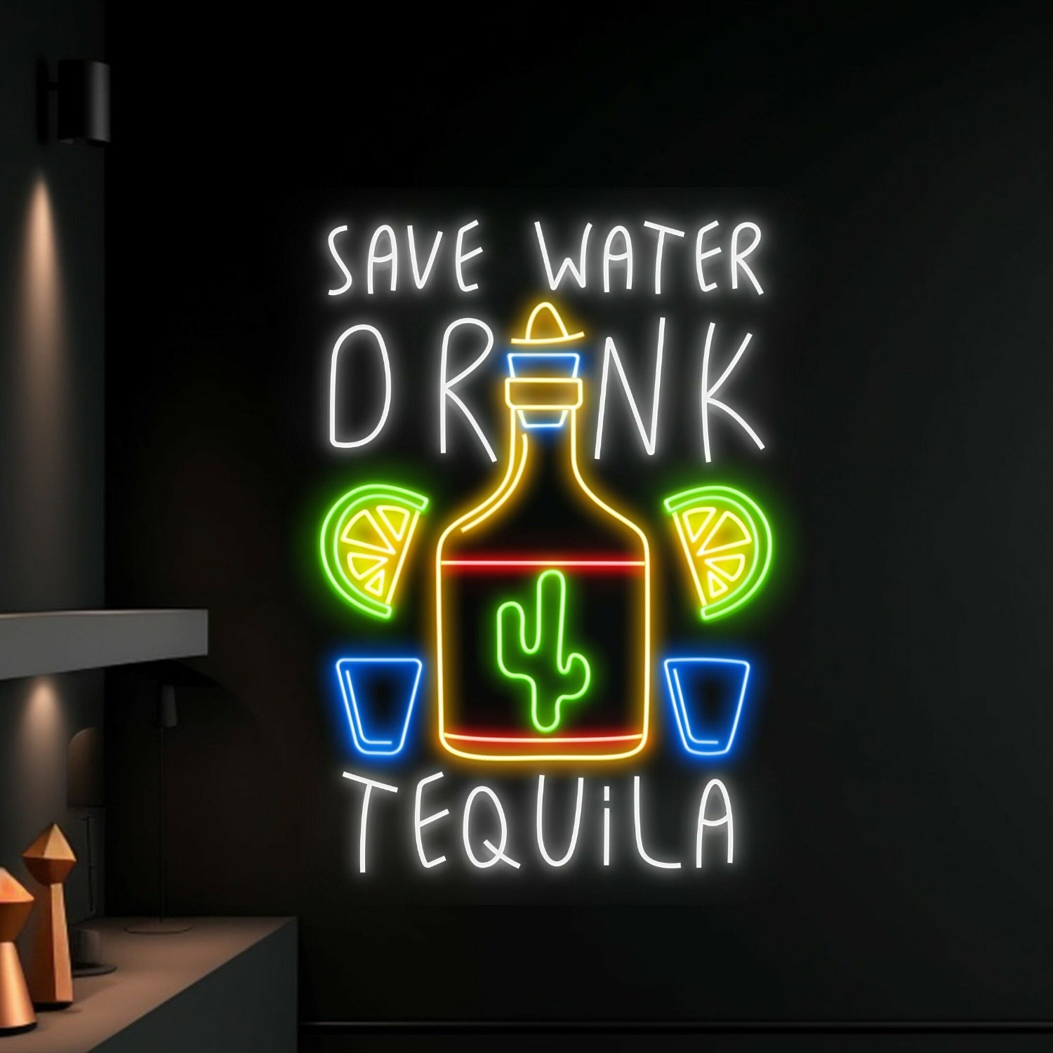 Save Water Drink Tequila Led Neon Sign - Shineneon