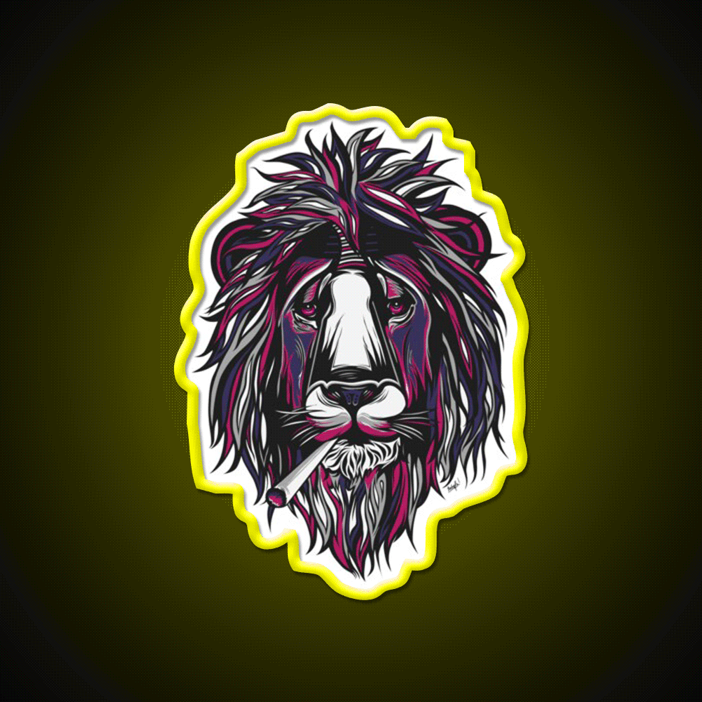 Smoke Lion Hemp Inspired Green Leaf Led Neon Sign Rgb Color - Shineneon