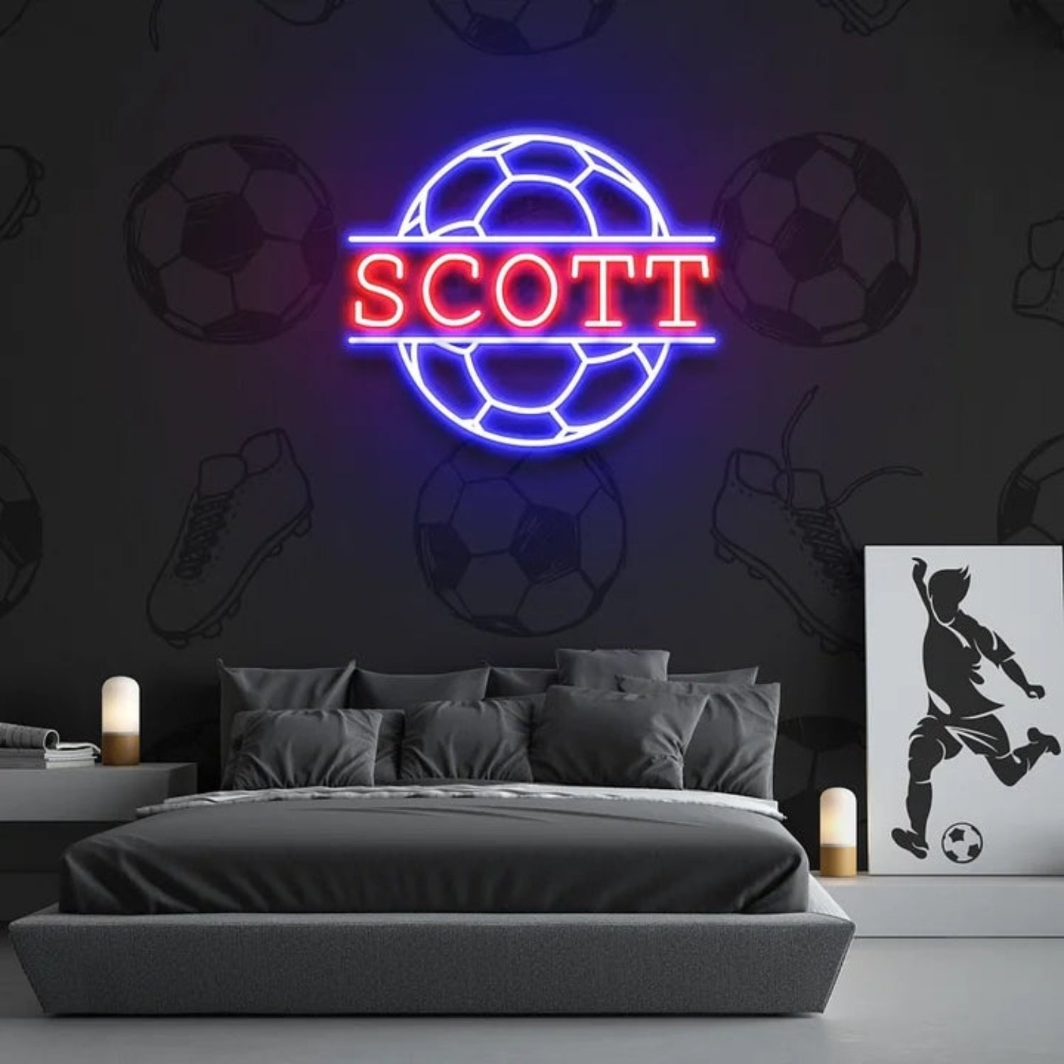 Soccer Led Neon Sign With Your Lovely Kids Name - Shineneon