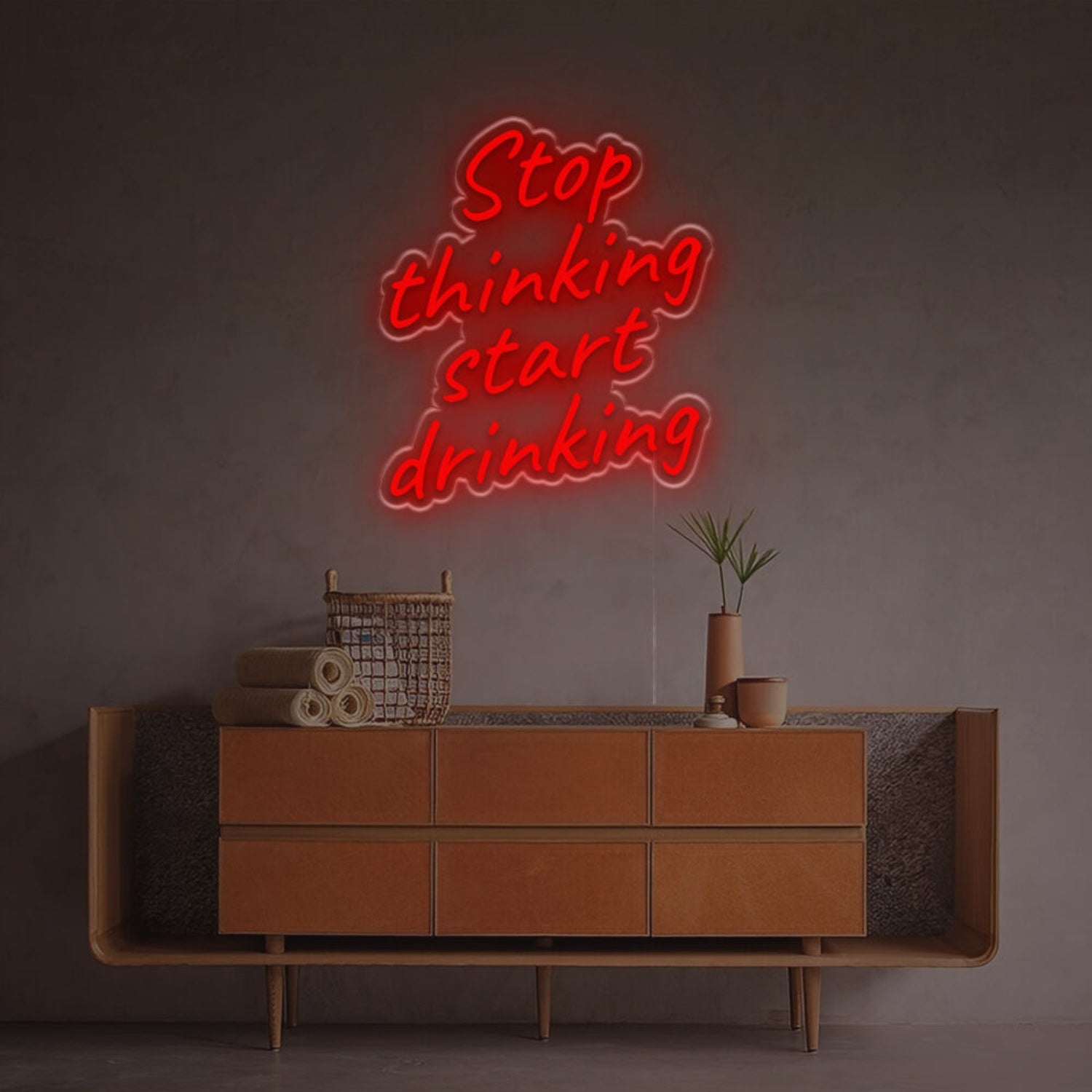Stop Thinking Start Drinking Led Neon Sign - Shineneon