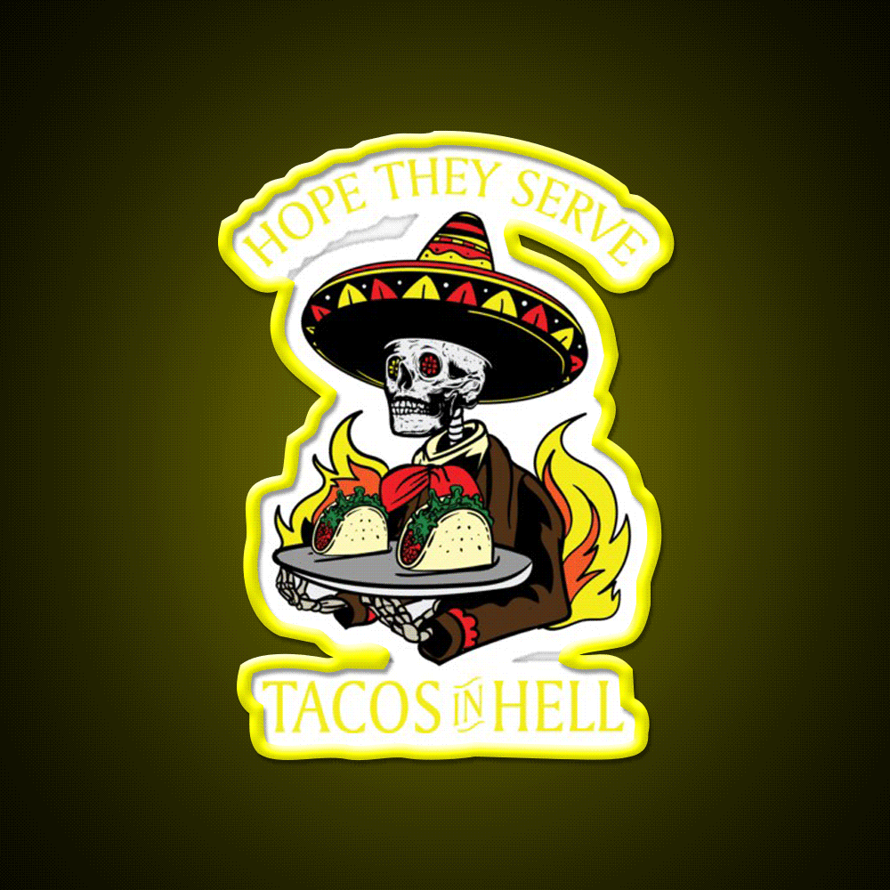 Tacos In Hell Satanic Hail Satan Occult Taco Led Neon Sign Rgb Color ...