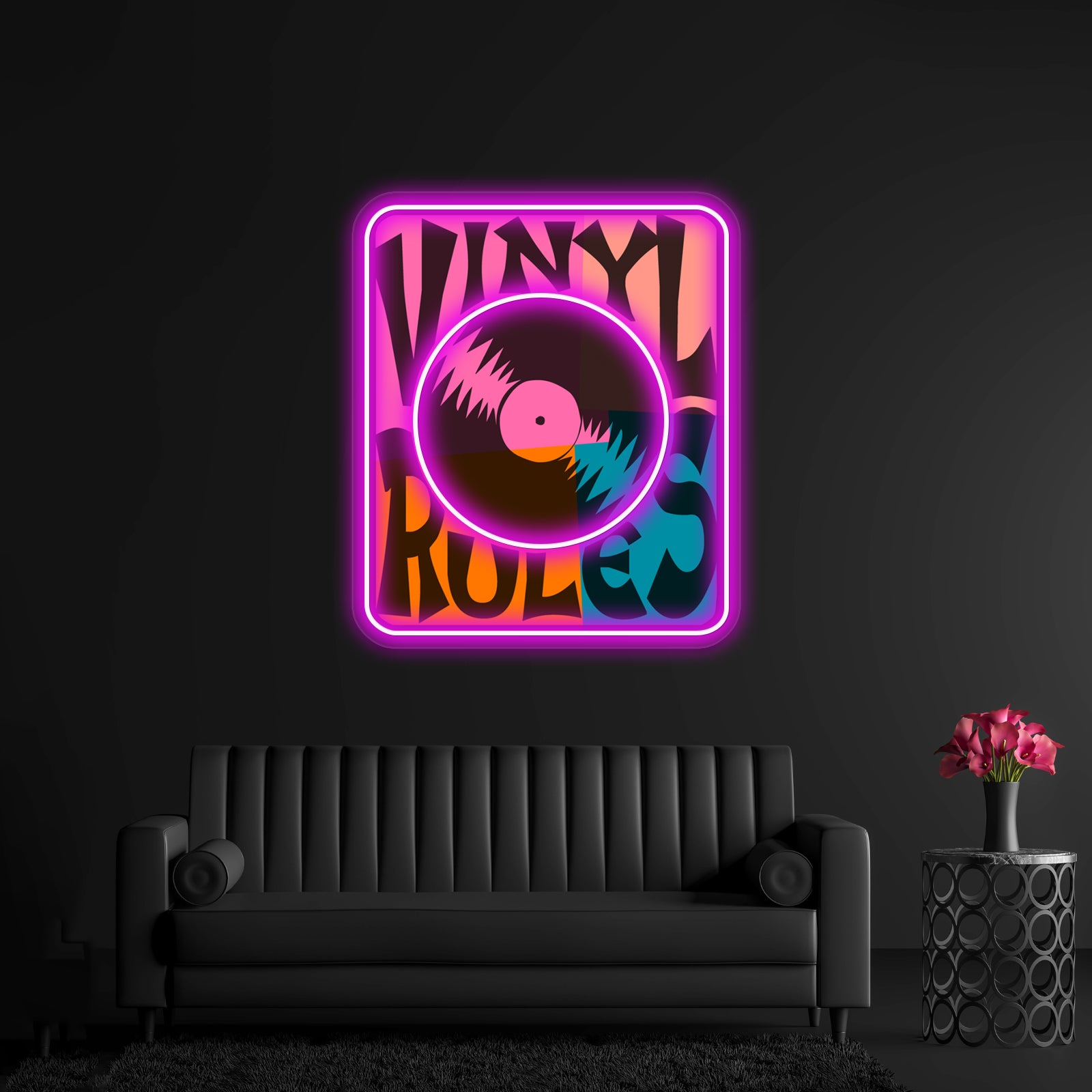Vinyl Records Rule Pop Artwork Neon Signs Custom - Shineneon