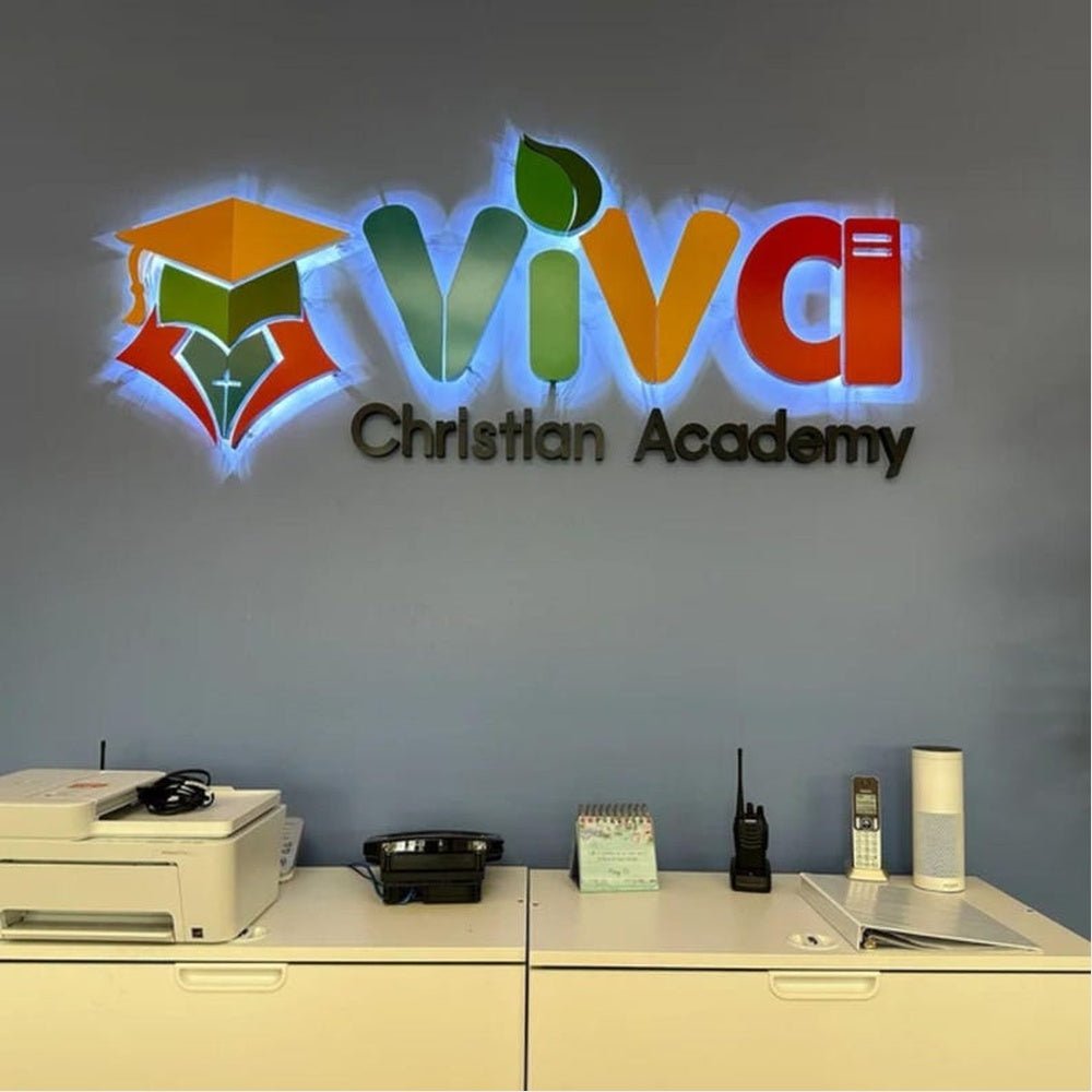 Viva With Logo 3D Frontlit And Backlit Channel Letter Led Light Sign ...