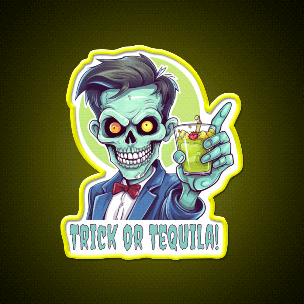 Zombie Trick Or Tequila Party Drink Tequila Led Neon Sign Rgb Color ...
